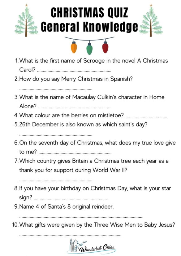 50 Christmas Quiz Questions + Printable Picture Rounds: 2024